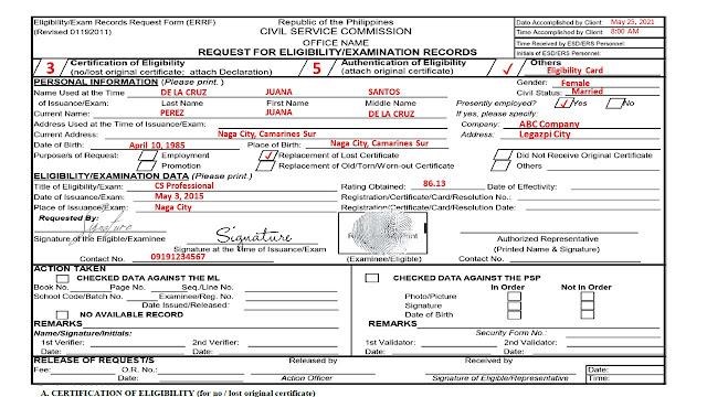 CSC RO V OnSched: Guide to Filling-out the ERRF and Declaration Form