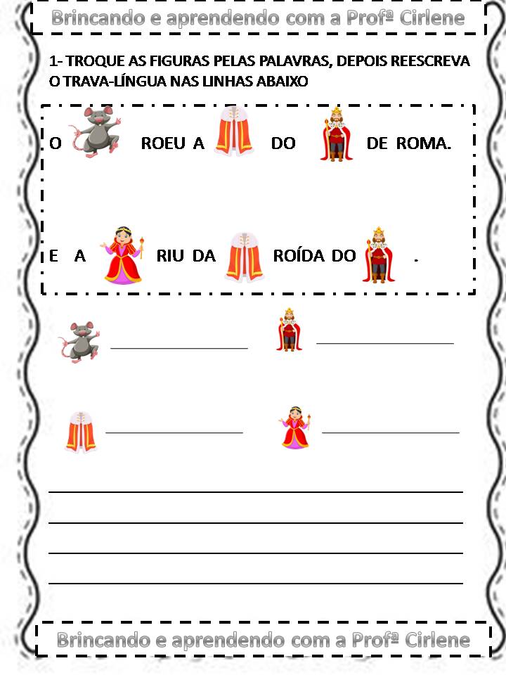 Aprendendo Com a Prof.Cirlene: SEQUÊNCIA DE ATIVIDADE : TRAVA-LÍNGUA ...