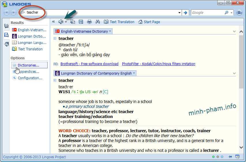 Lingoes - Từ điển được nhiều người yêu thích | Minh Phạm Blog