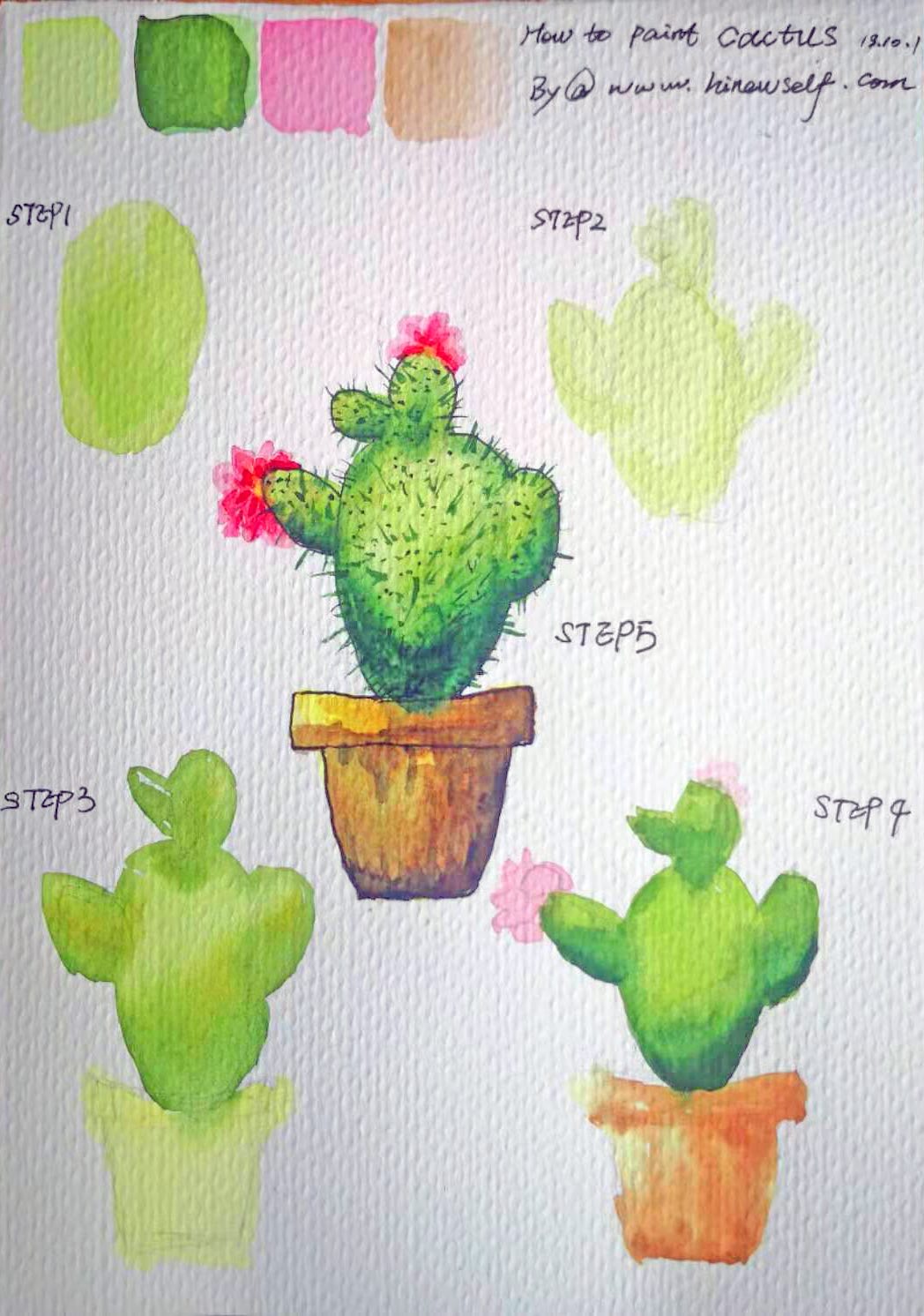 How to paint cactus in Watercolor