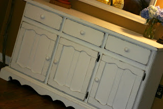 charming creations: Antique White Distressed Farmhouse Buffet Cabinet
