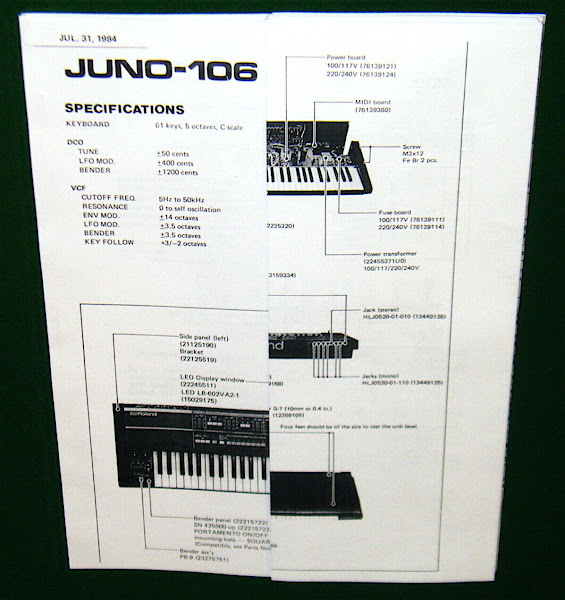 MATRIXSYNTH: Roland JUNO-106 Synthesizer Service Manual: Maintenance ...