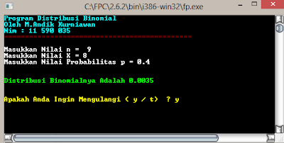 Andik: Program Pascal Distribusi Binomial