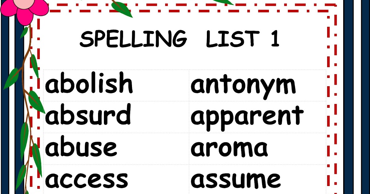 SPELLING LIST - The Teachers Craft PH