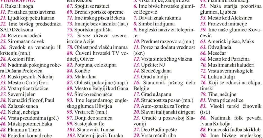 МИРОСЛАВЉЕВА ЕНИГМАТИКА: UKRŠTENE REČI