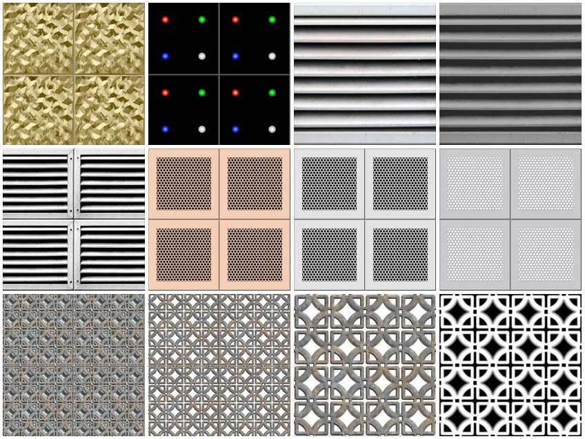 SKETCHUP TEXTURE: METALS TEXTURE, METALS PANELS, PERFORATED SHEET, CLADDING