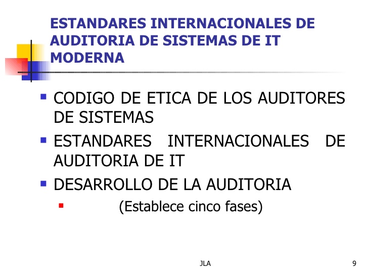 ESTÁNDARES INTERNACIONALES DE AUDITORIA INFORMATICA