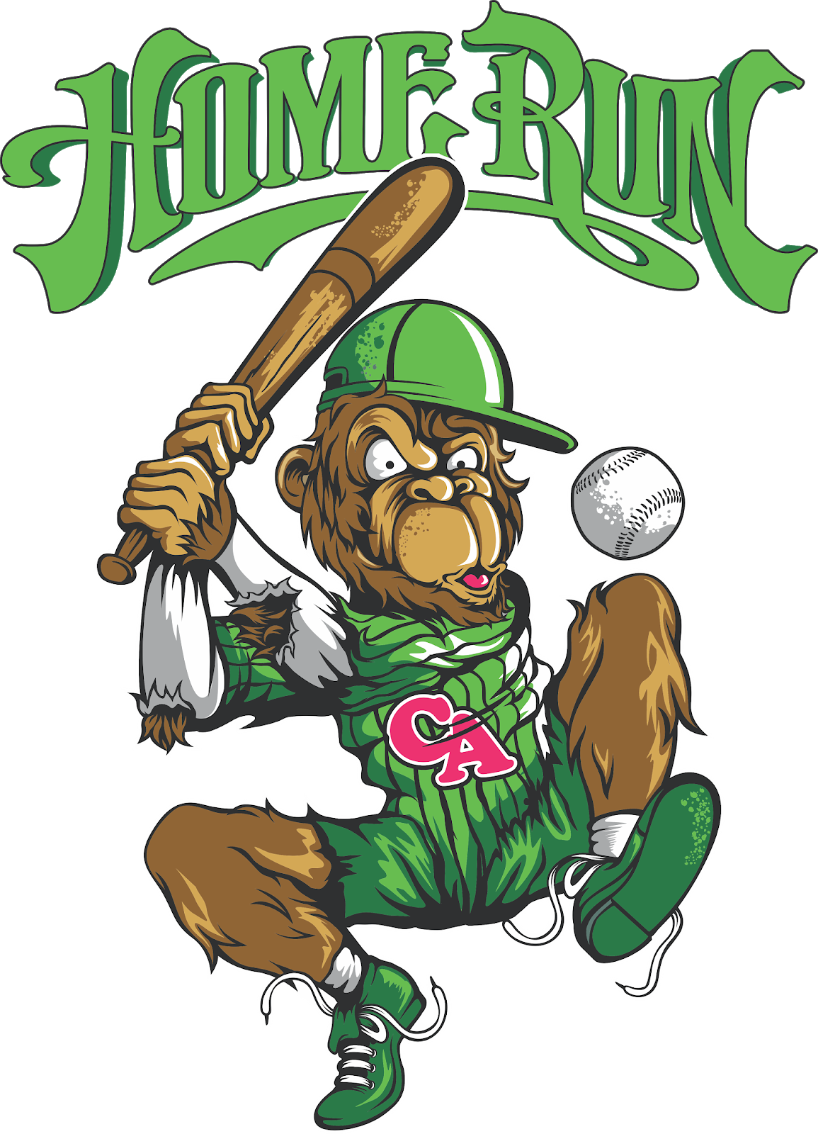 Estampa grátis vetor para camiseta, desenho Home Run