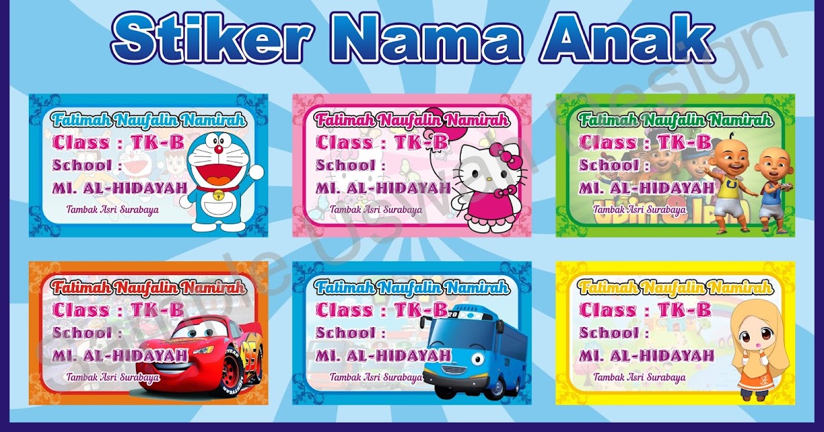 Stiker Label Nama Surabaya - Uswah Design - Percetakan Uswah Design