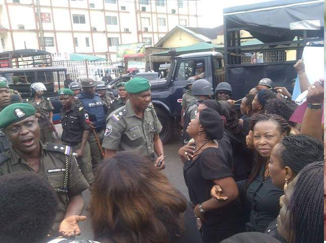 Photos: Women in Rivers state protest Saturday's election