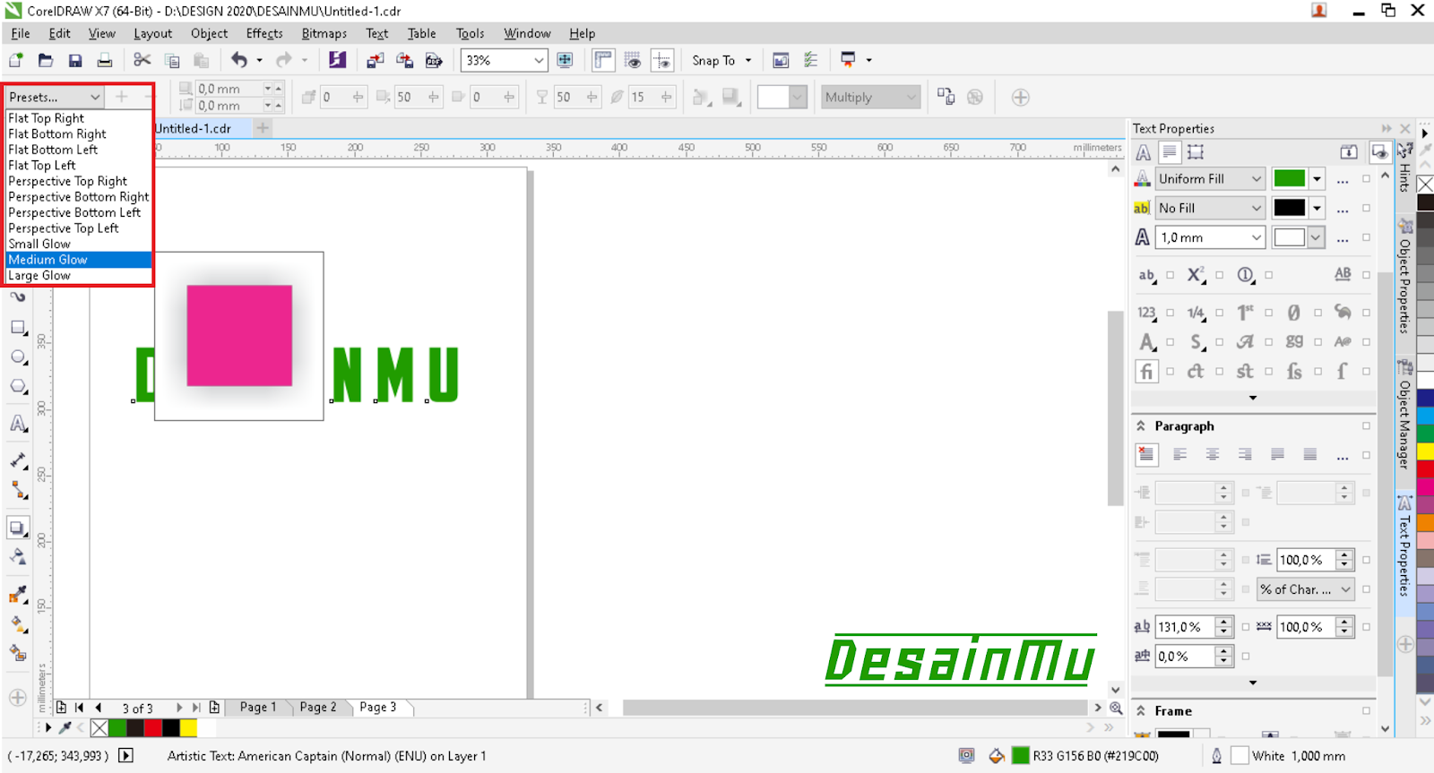 Efek Drop Shadow CorelDRAW