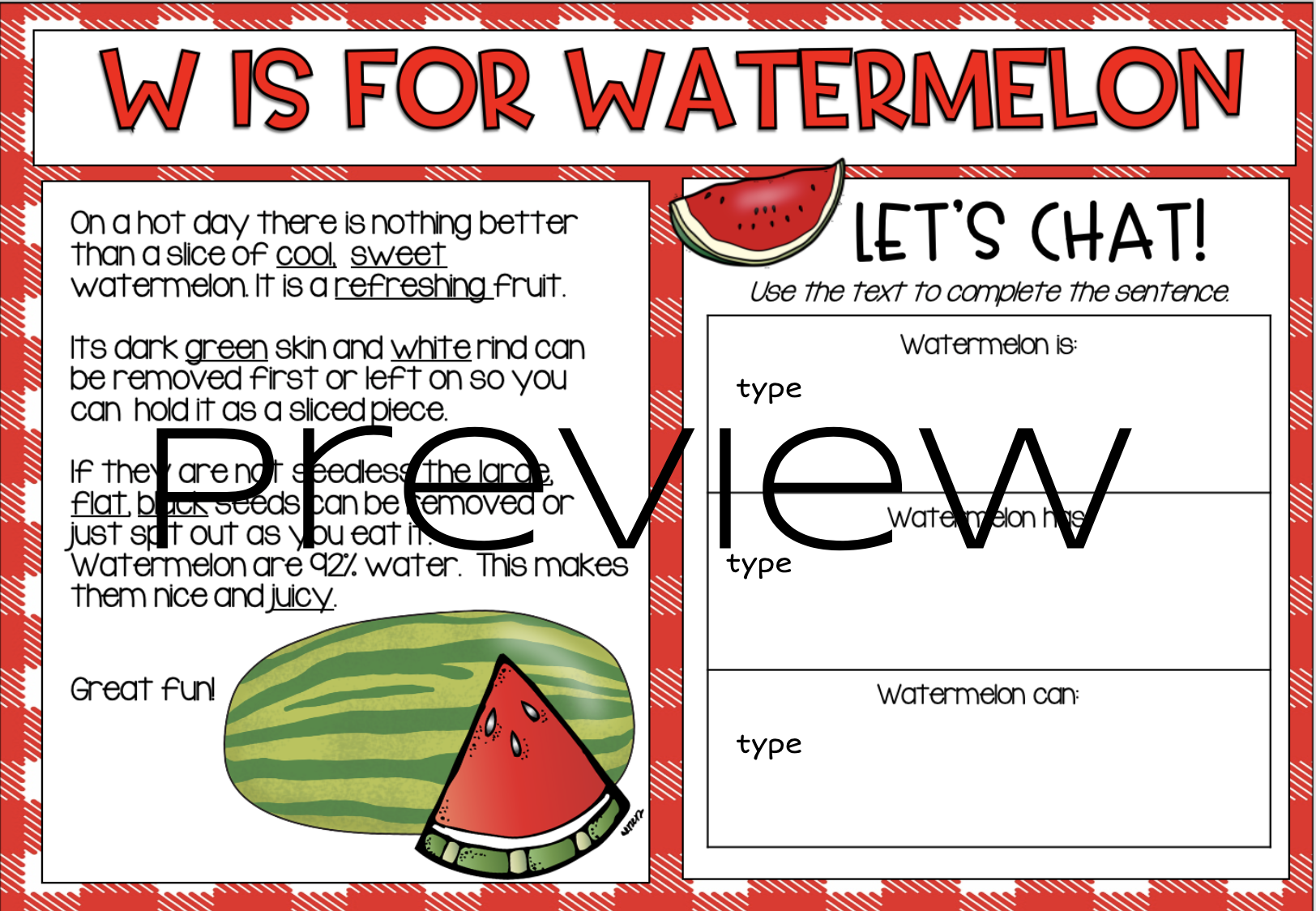 1st Grade Hip Hip Hooray!: Ww is for Watermelon...ABC Countdown to Summer
