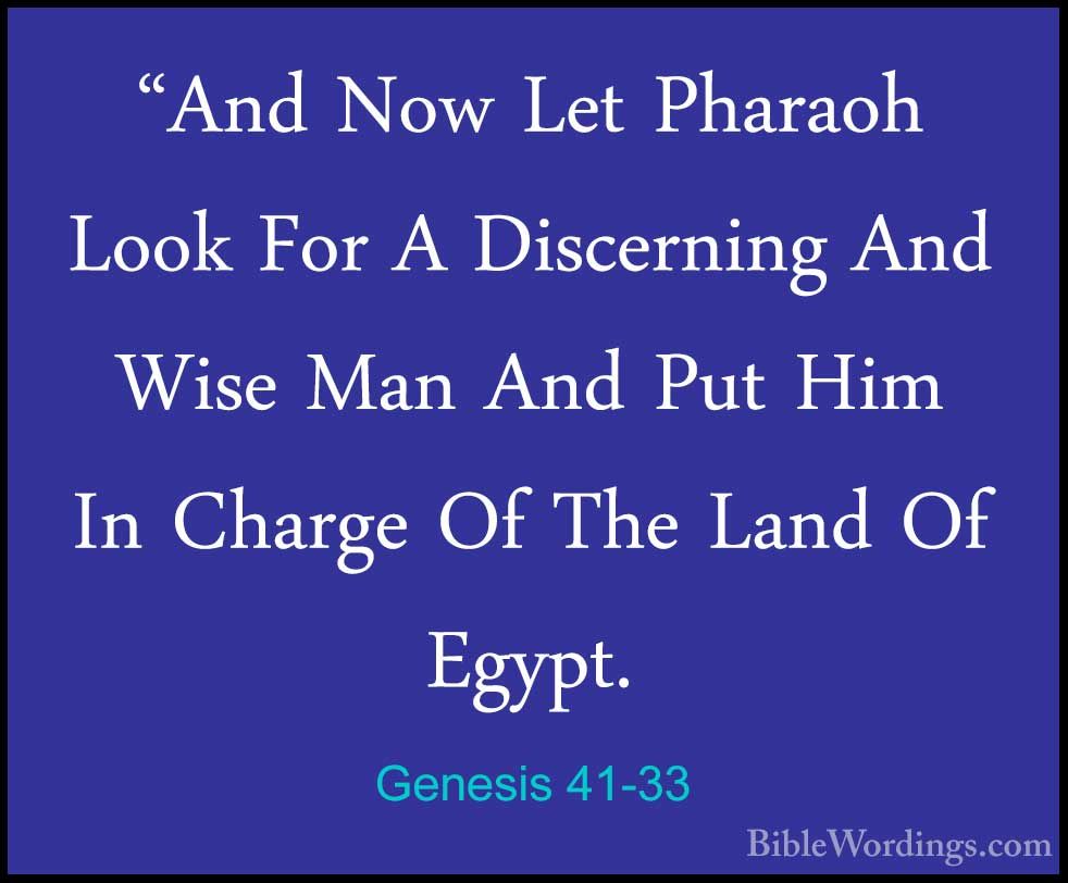 Random-Access: Genesis 41:33 - Create your job description