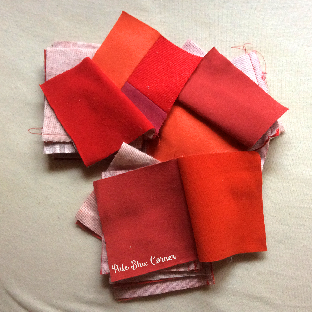 Pale Blue Corner: Memory Quilt in Red