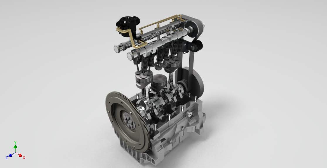 3 Cylinder Diesel Engine 3D Model