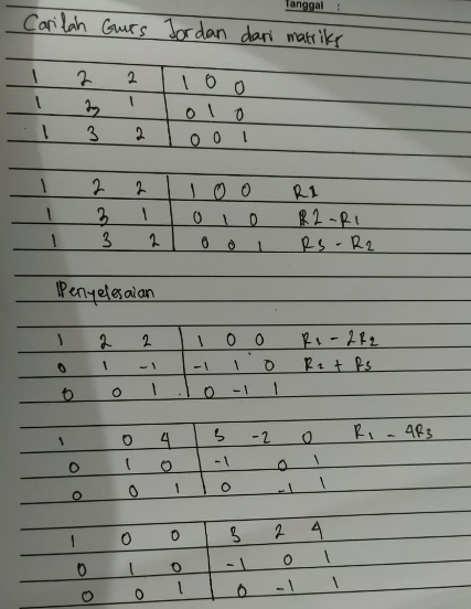 Menghitung Matriks Menggunakan Gauss Jordan - Aljabar Linear Production