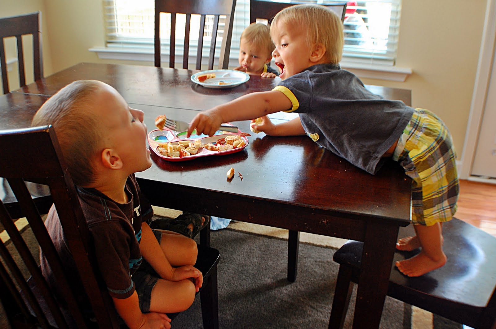Our Growing Family: My kids like to feed each other...