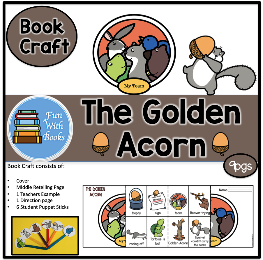 THE GOLDEN ACORN BOOK CRAFT AND 6 STUDENT PUPPET STICKS ~ Book Units by ...