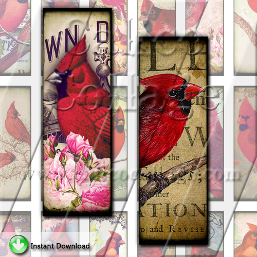 Calico Collage Junk Journal Printable Ephemera: Red Cardinal Birds ...
