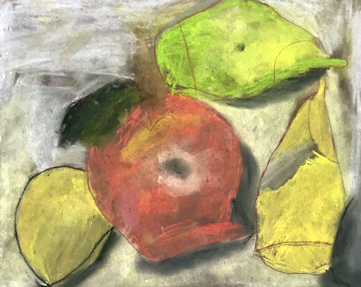 OIL PASTEL PEAR STILL LIFE