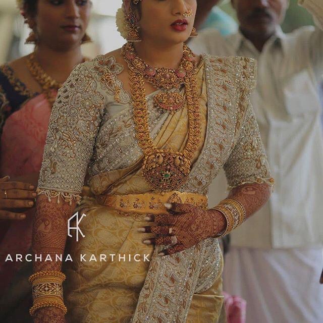 Bride in Mango Nakshi Haram Choker - Jewellery Designs