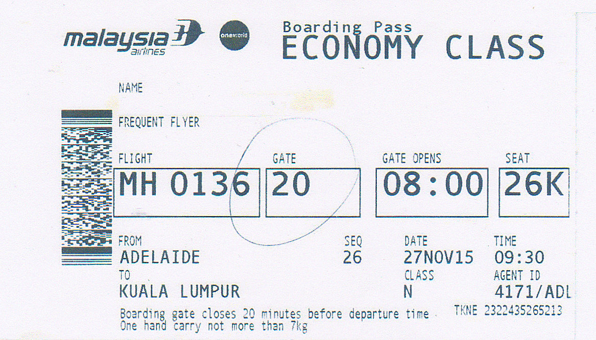 The traveler's drawer: MALAYSIA AIRLINES. Boarding Pass for the flight ...