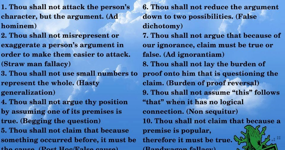 SueRaypole TEN COMMANDMENTS OF LOGIC SueRaypole TEN COMMANDMENTS OF LOGIC
