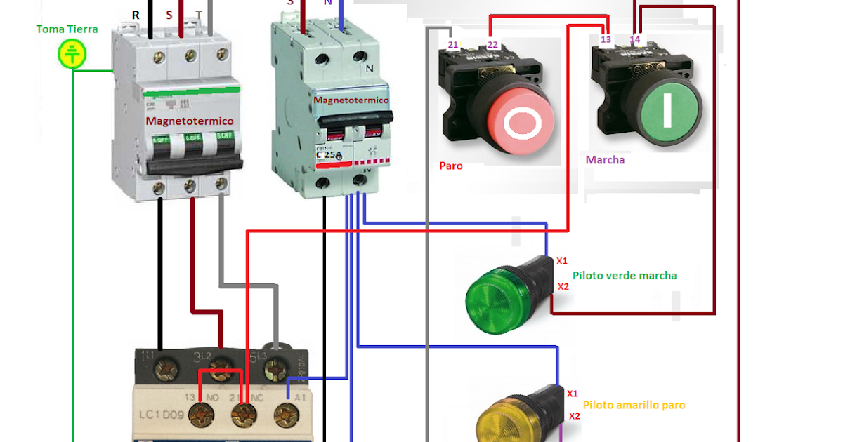 Arranque Directo de un Motor Trifasico, Con Proteccion por Rele termico ...