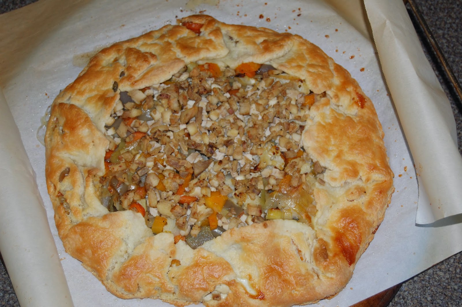 Kitchen Curiosities and more...: Chicken and Roasted Vegetable Tart