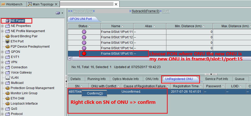 How to register Huawei ONT by U2000 (function as router / bridge)