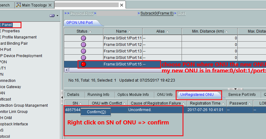 How to register Huawei ONT by U2000 (function as router / bridge)