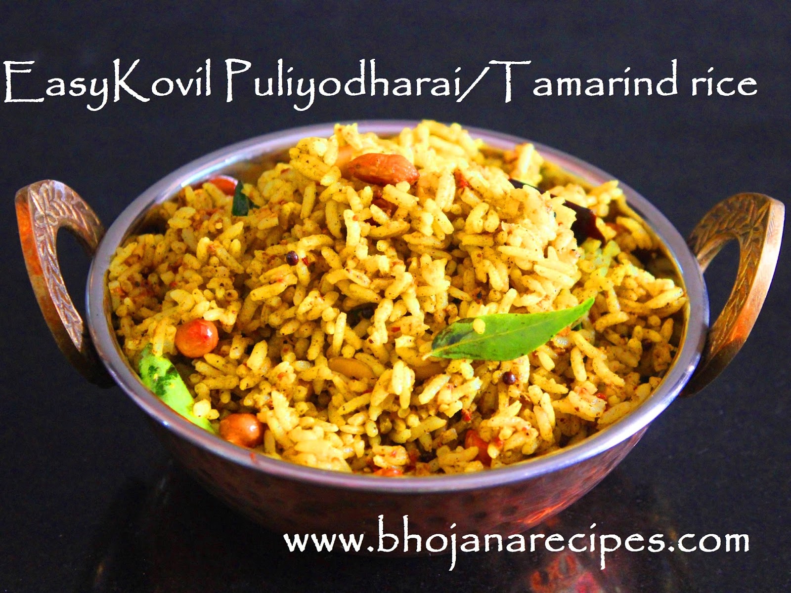 Easy Kovil Puliyodharai / Tamarind Rice - Bhojana Recipes