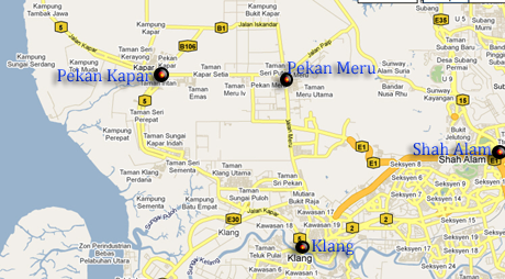 SELAMAT DATANG KE KG KAPAR: Peta menuju ke Pekan Kapar, Klang, Selangor.