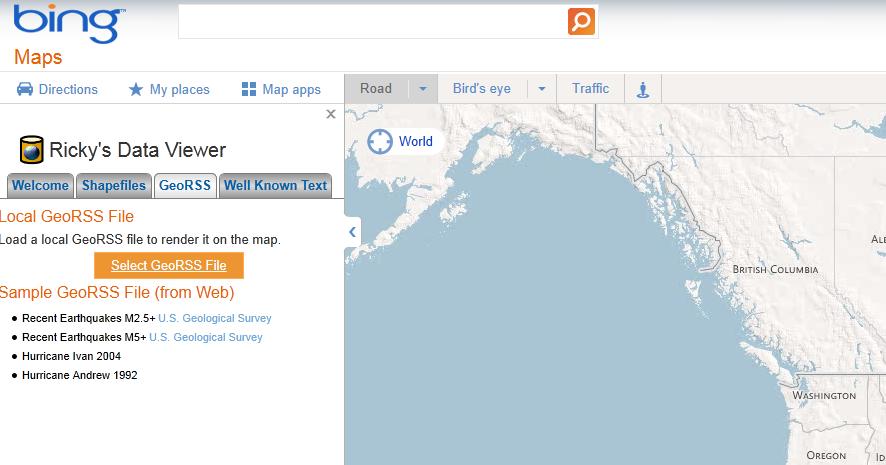 Plotting photo location data with Bing