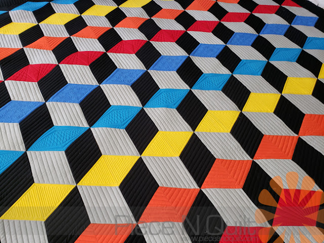 Piece N Quilt: Cube Quilt - Custom Machine Quilting by Natalia Bonner