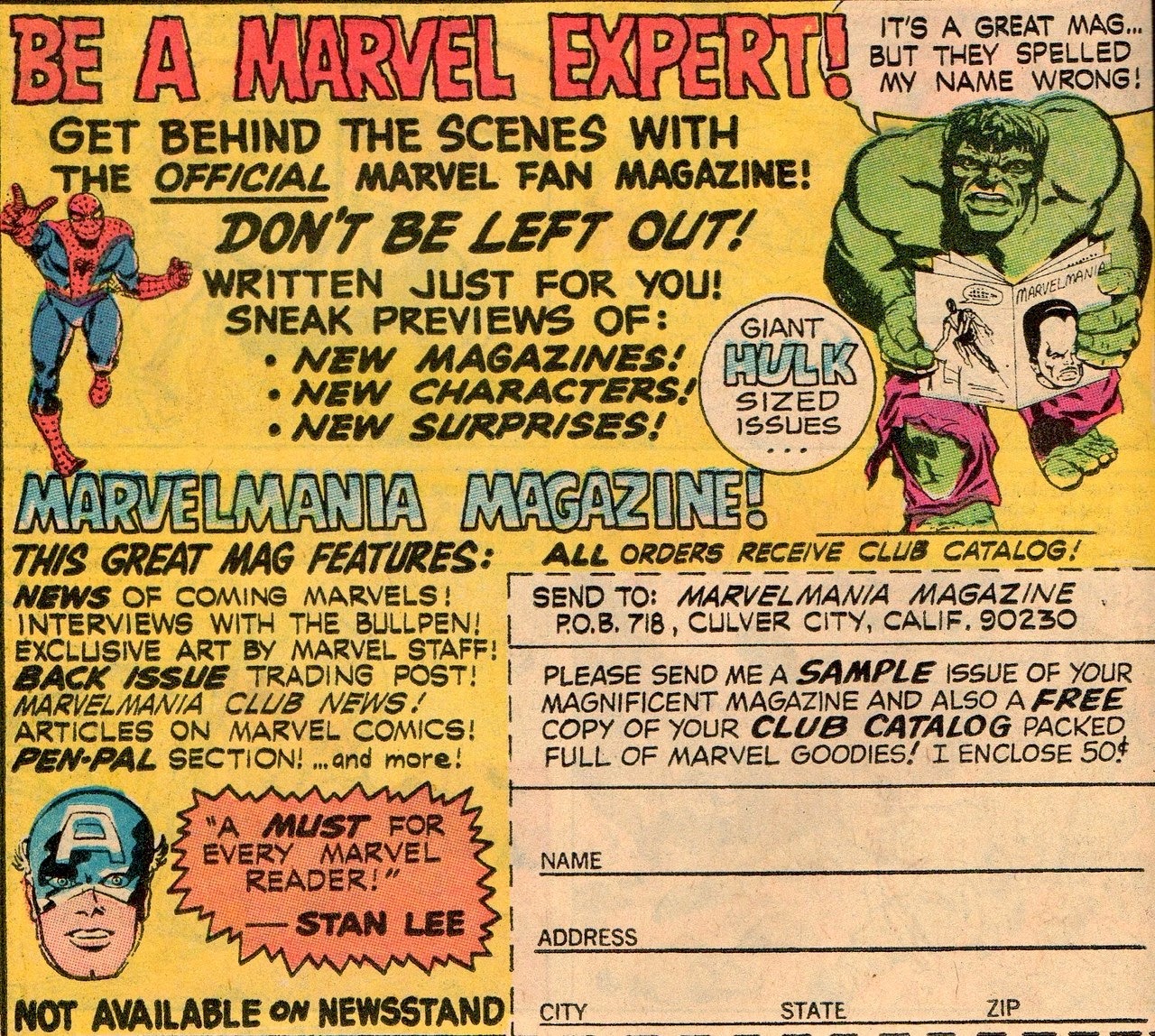 Vintage ad: Marvelmania Magazine