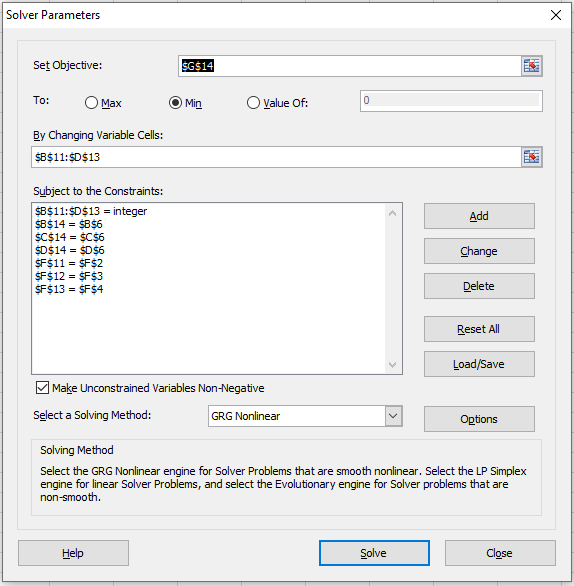Excel - Solver examples