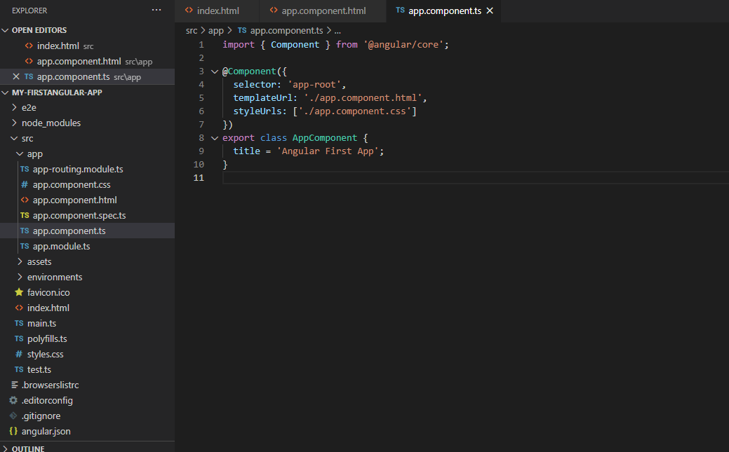 Create your first Angular app using vs code