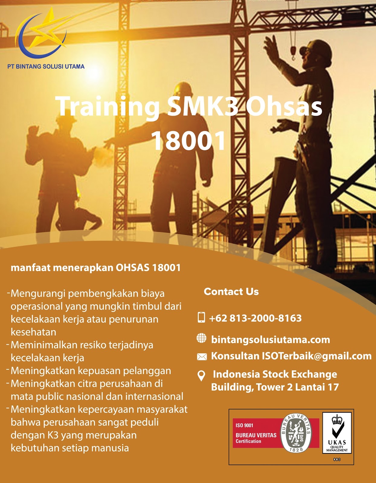 Training SMK3 Ohsas 18001 PT. Bintang Solusi Utama