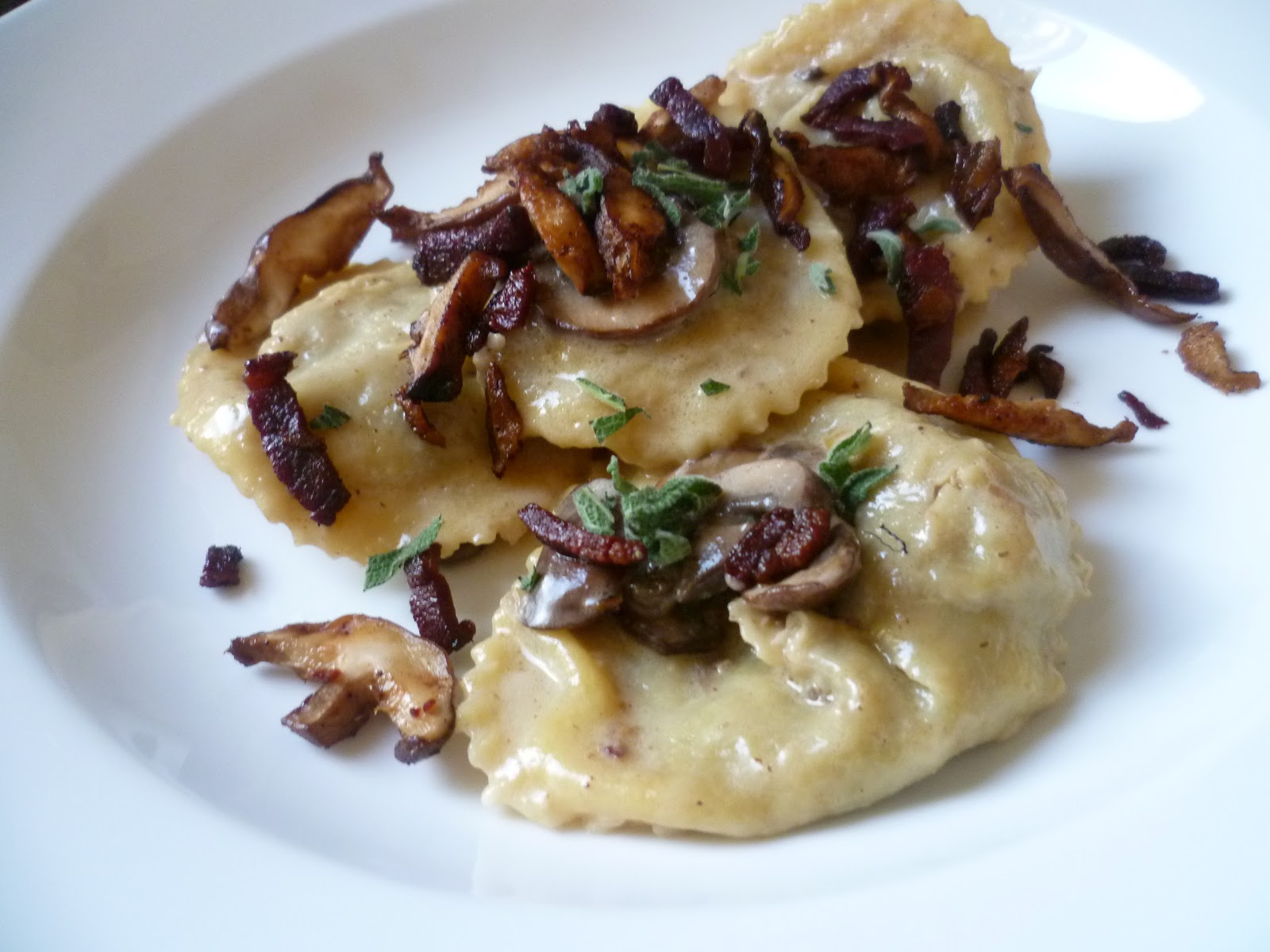In Food I Trust: Duck and Mushroom Ravioli in creamy Mushroom sauce