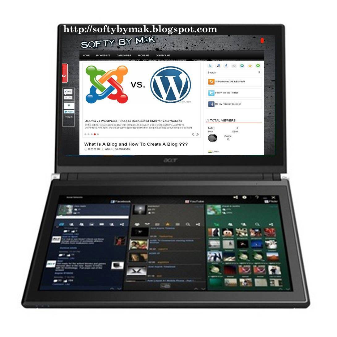 SoFty By M@K: Review : Acer ICONIA Dual screen Laptop