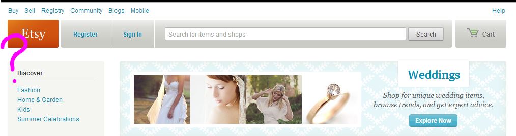 Etsy Home Page 14 July 2012