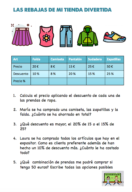 MI COLE DIVERTIDO: TAREA MATEMÁTICA. LA TIENDA DE ROPA