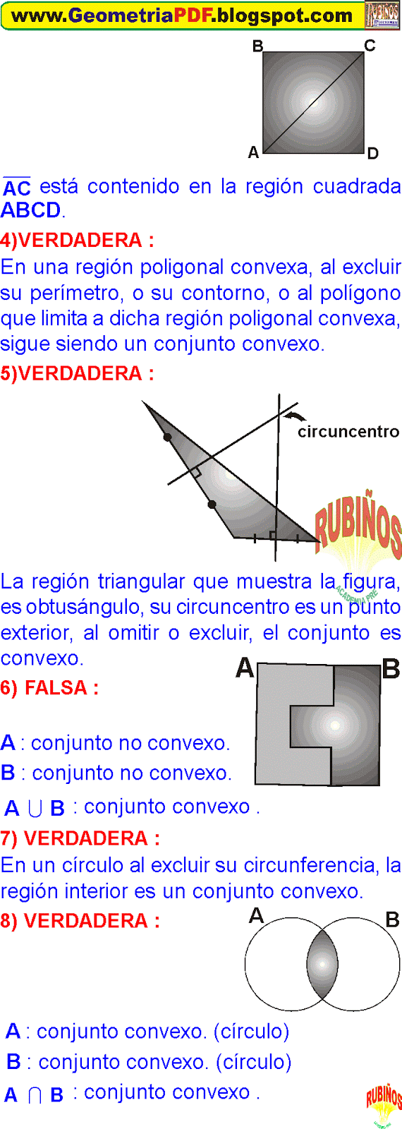 CONJUNTOS CONVEXOS EJERCICIOS RESUELTOS DE GEOMETRÍA PREUNIVERSITARIA PDF