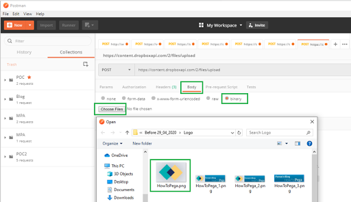HowToPega: Connecting to Dropbox API via POSTMAN