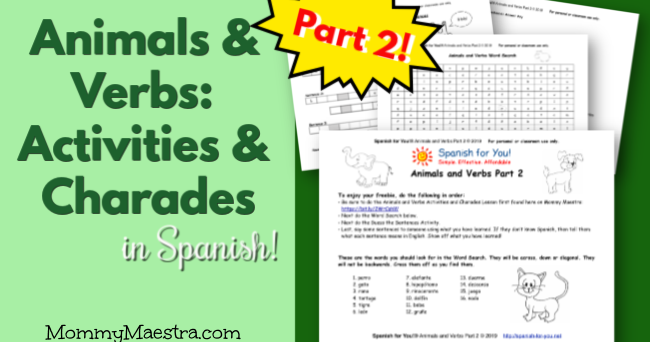 Mommy Maestra: Free Download: Animals & Verbs Part 2