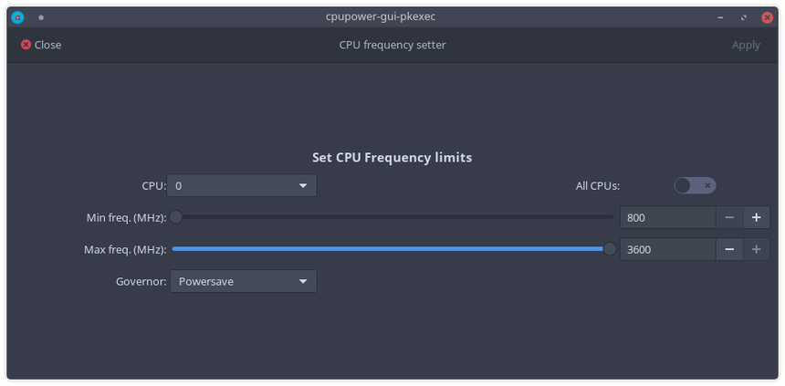 Ajuste a Frequência do CPU com CPUPower-GUI
