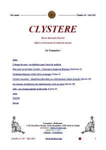 Historien.nes de la santé: Clystère n° 12