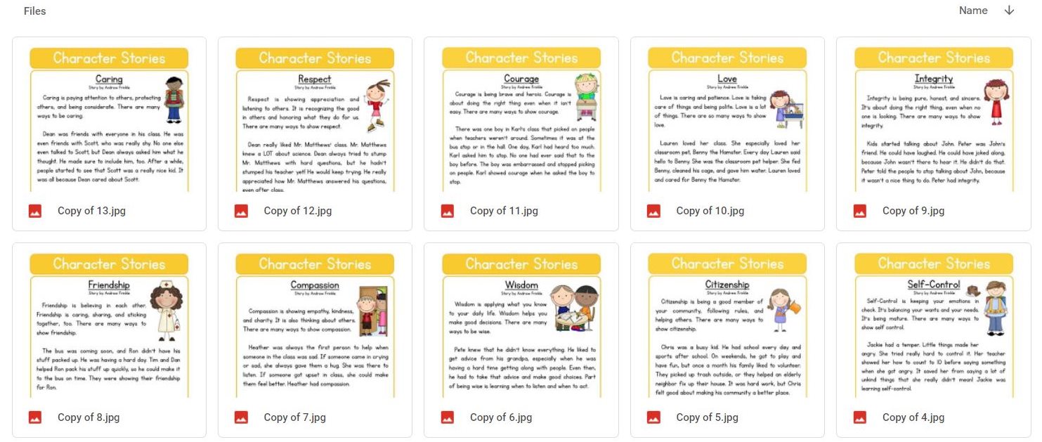 Activity for Kids: CHARACTER STORIES