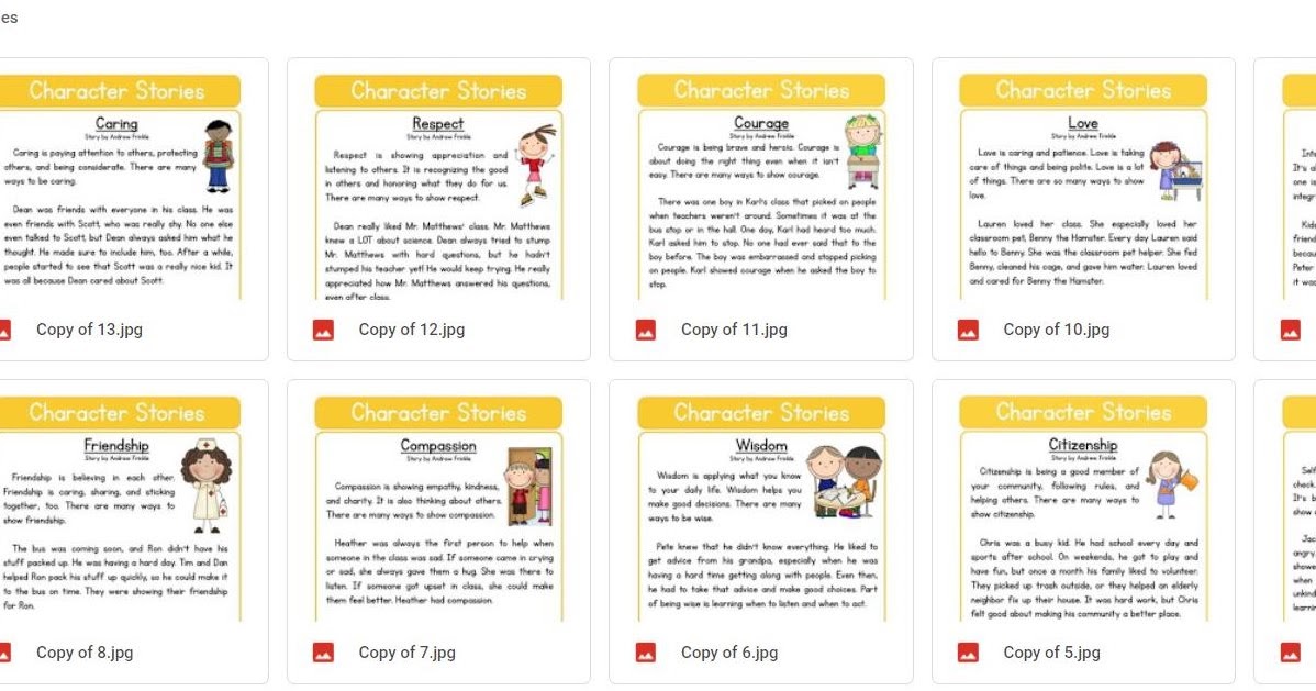 Activity for Kids: CHARACTER STORIES